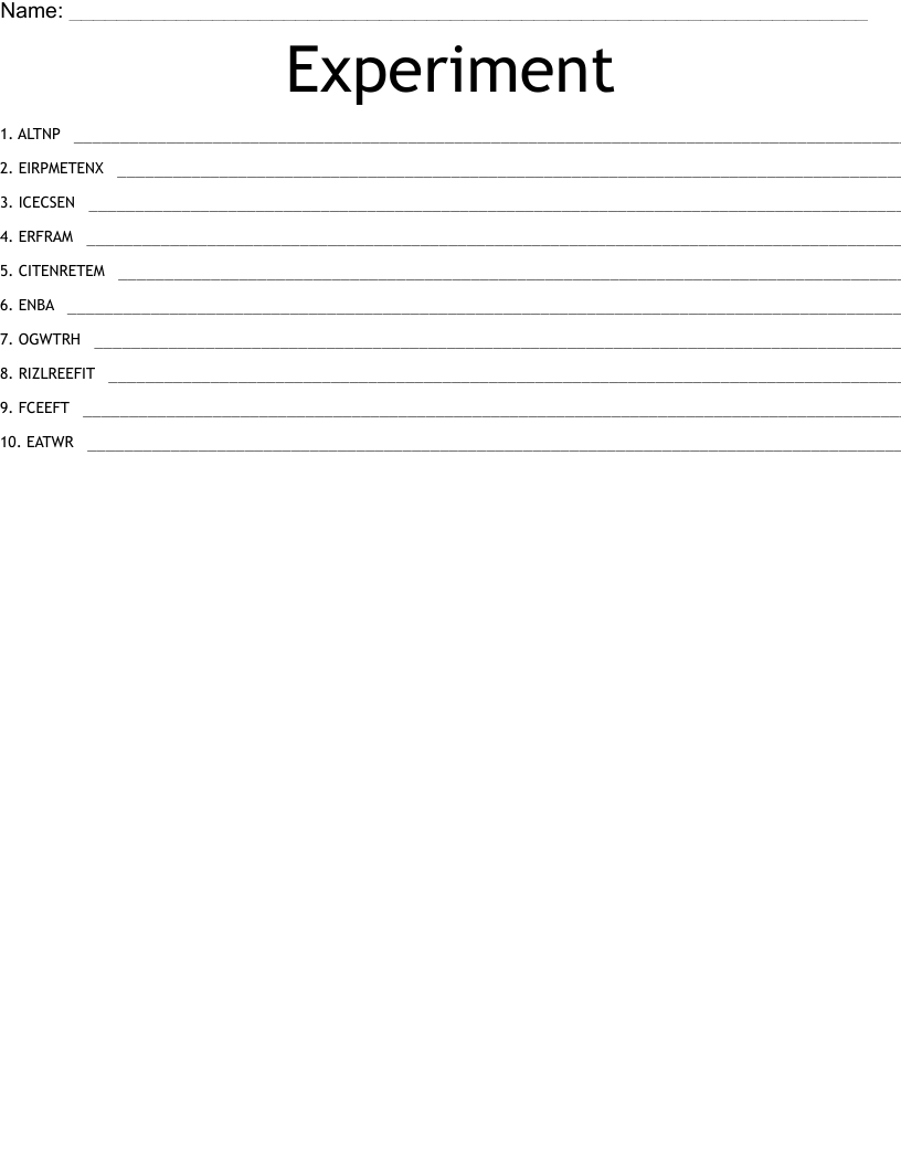 Experiment Word Scramble - WordMint