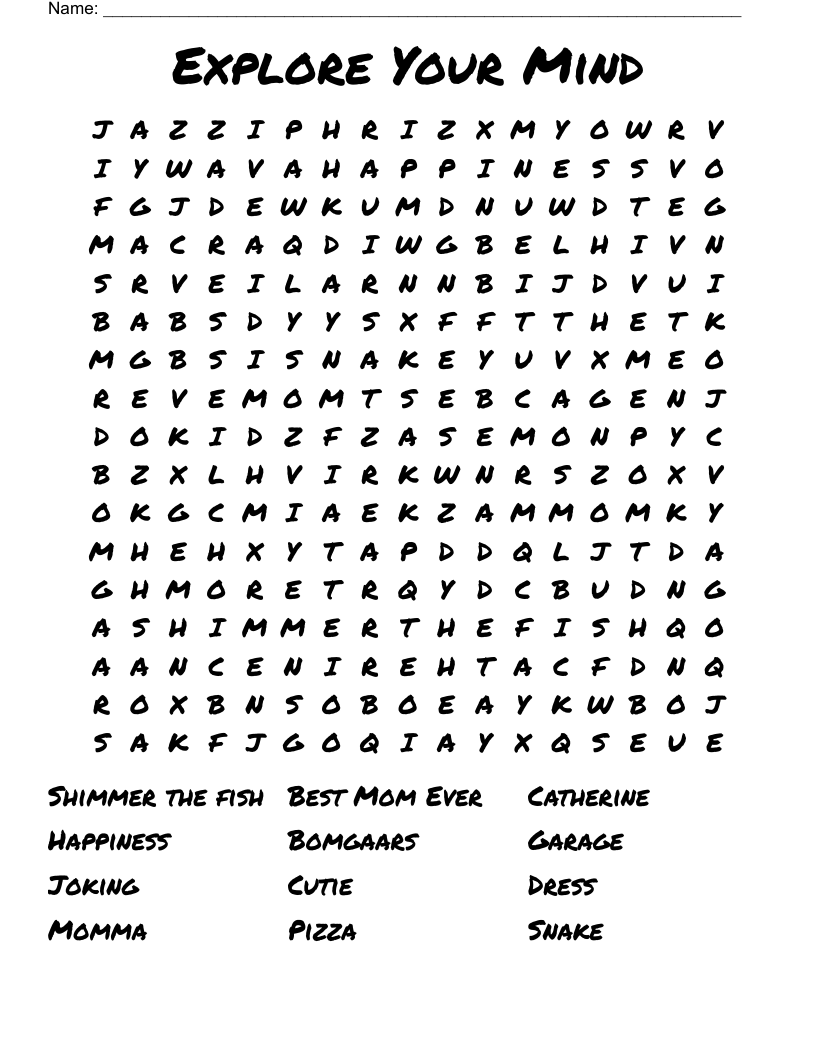 Explore Your Mind Word Search - WordMint