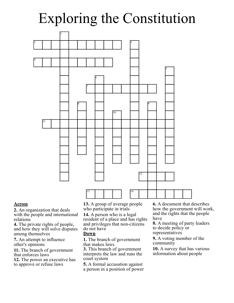 Exploring the Constitution Crossword - WordMint