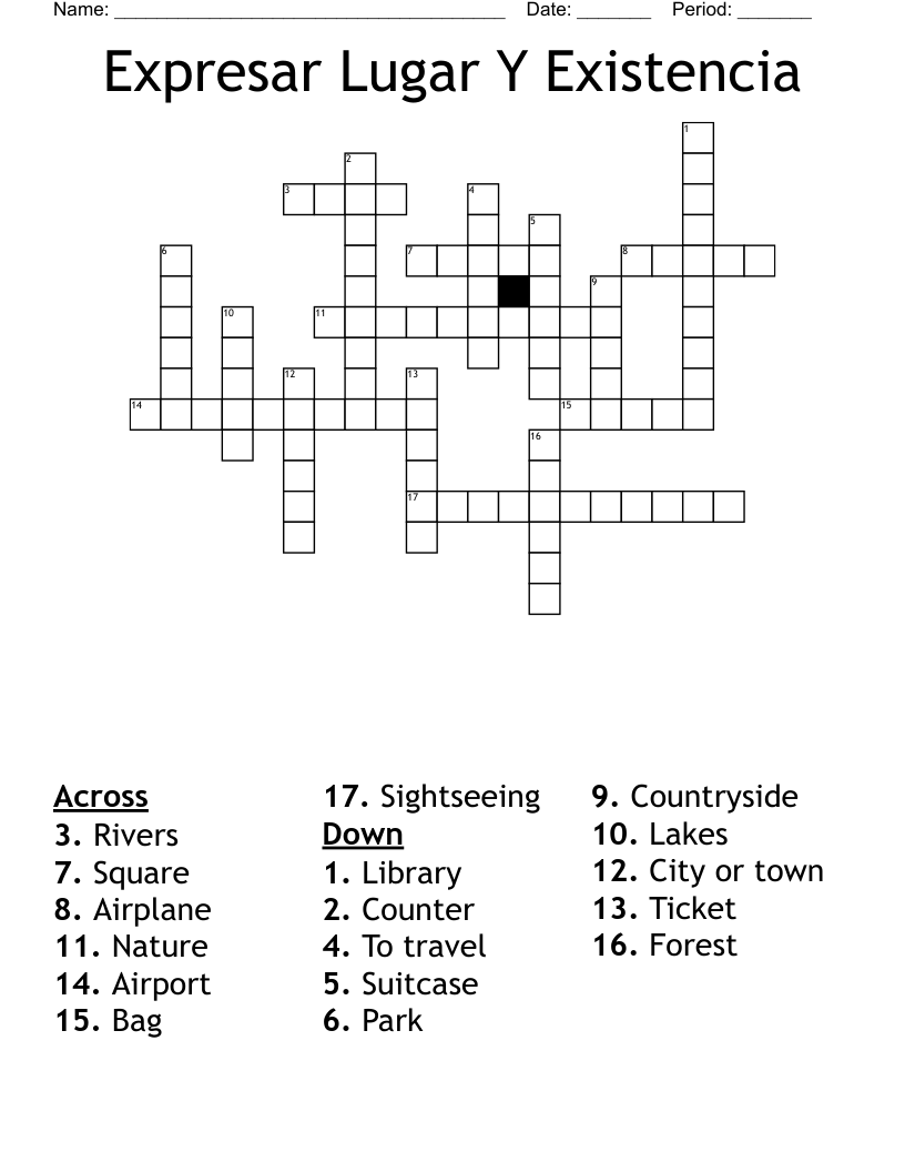 Expresar Lugar Y Existencia Crossword - WordMint