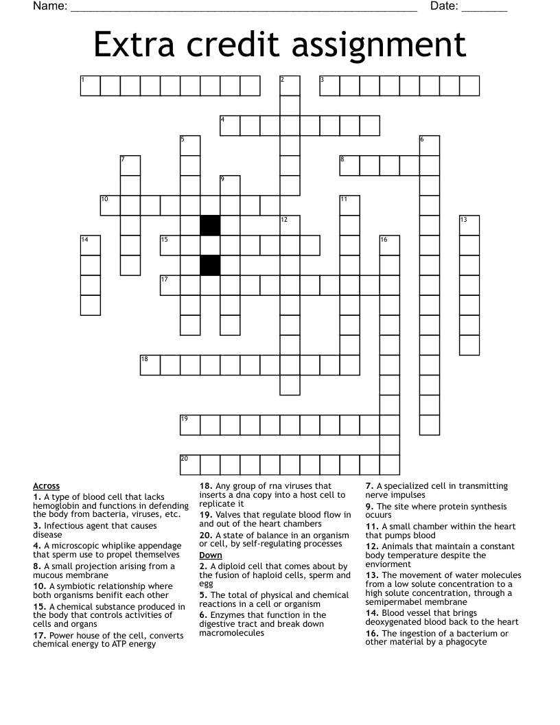 Extra credit assignment Crossword - WordMint