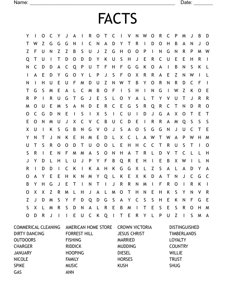 FACTS Word Search - WordMint