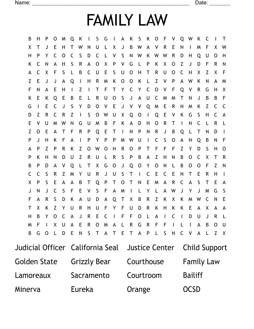 FAMILY LAW Word Search WordMint