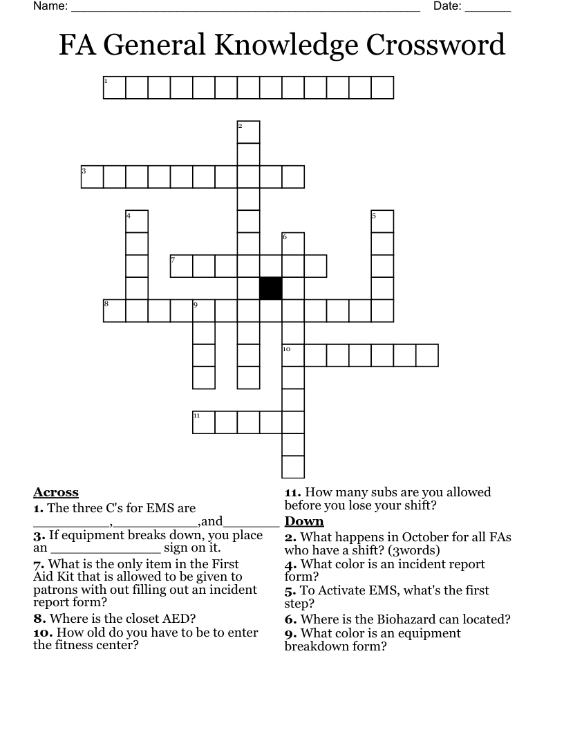 FA General Knowledge Crossword - WordMint