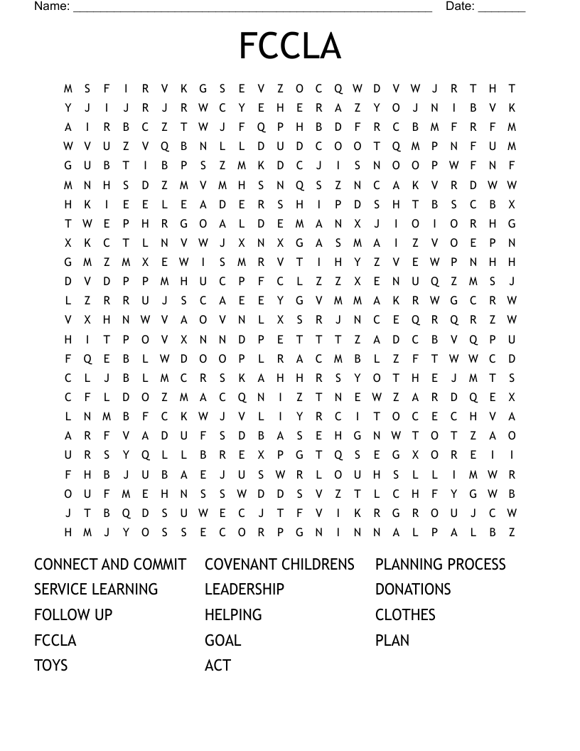 FCCLA Word Search - WordMint