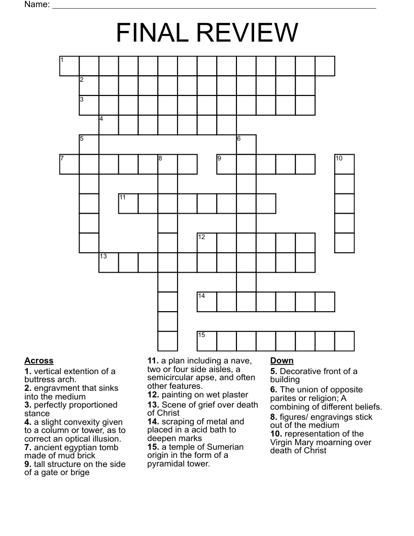 FINAL REVIEW Crossword - WordMint