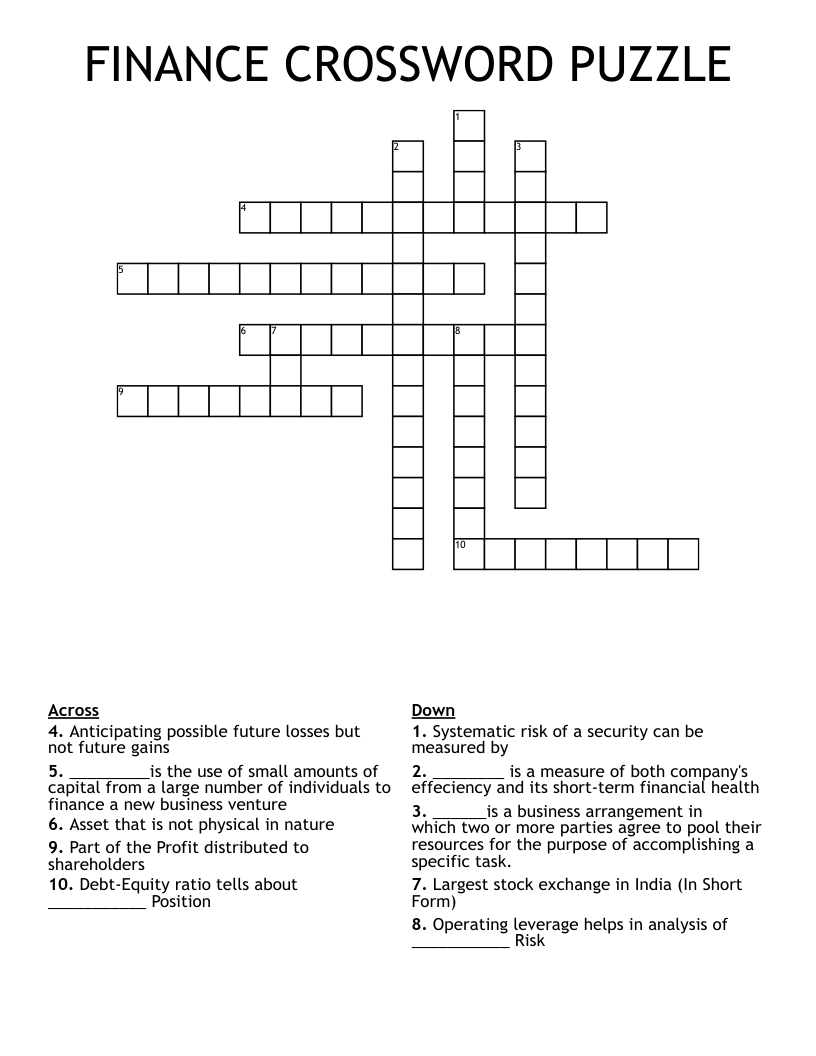 FINANCE CROSSWORD PUZZLE - WordMint