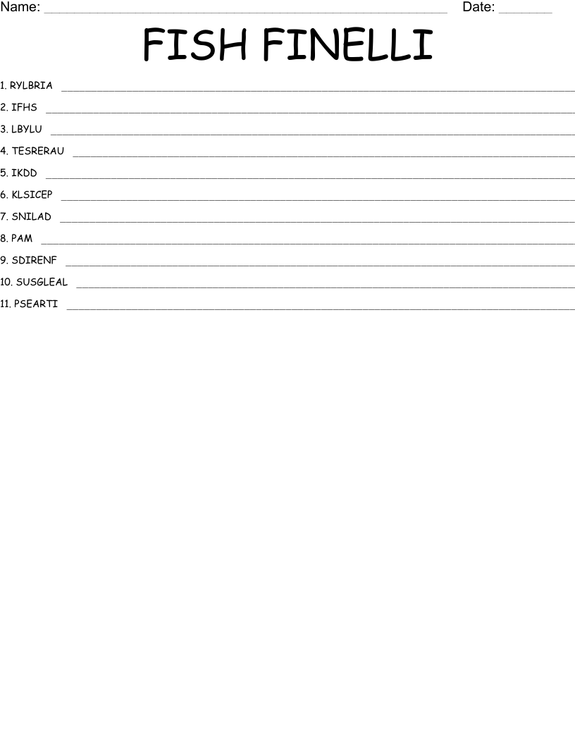 FISH FINELLI Word Scramble - WordMint