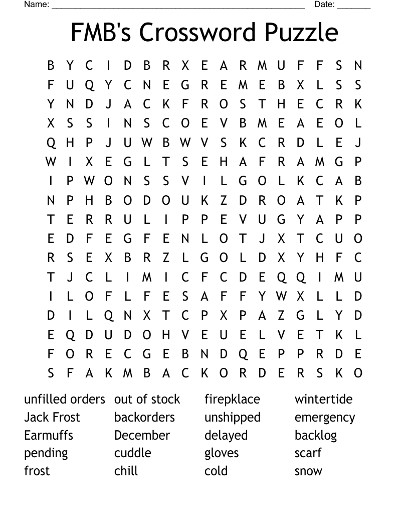 FMB's Crossword Puzzle Word Search - WordMint