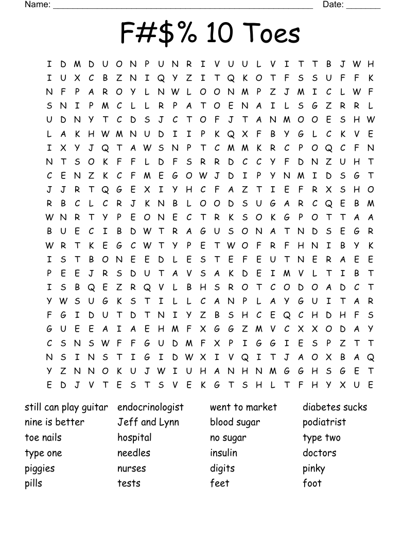 F#$% 10 Toes Word Search - WordMint