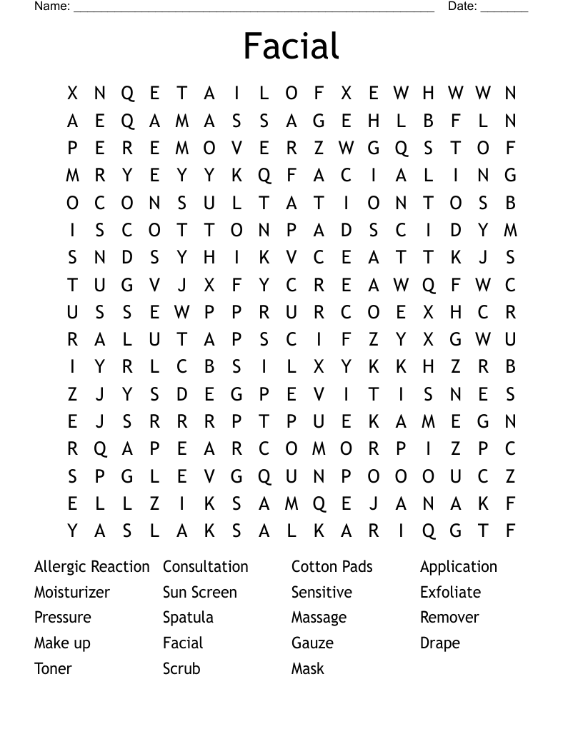 Facial Word Search WordMint Facial Word Search WordMint