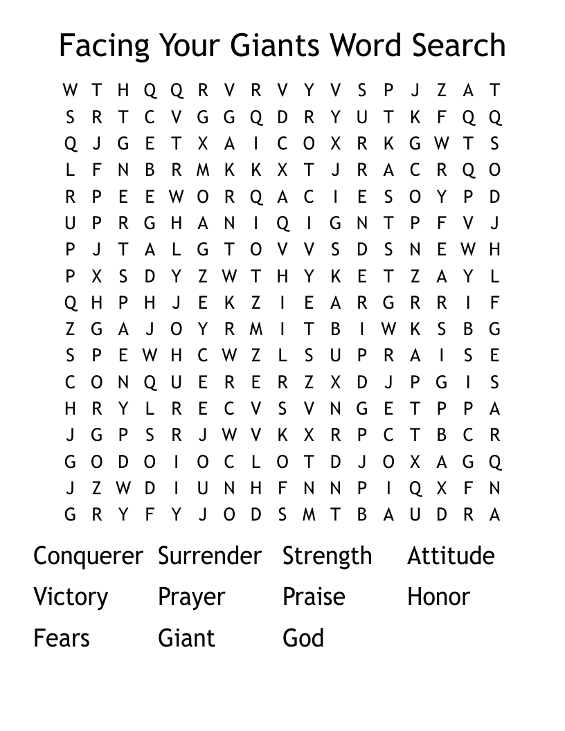 Facing Your Giants Word Search - WordMint