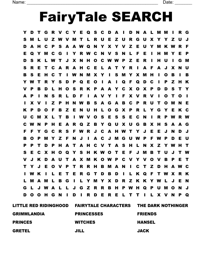 FairyTale SEARCH Word Search - WordMint