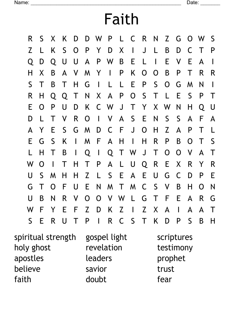 Faith Word Search Printable