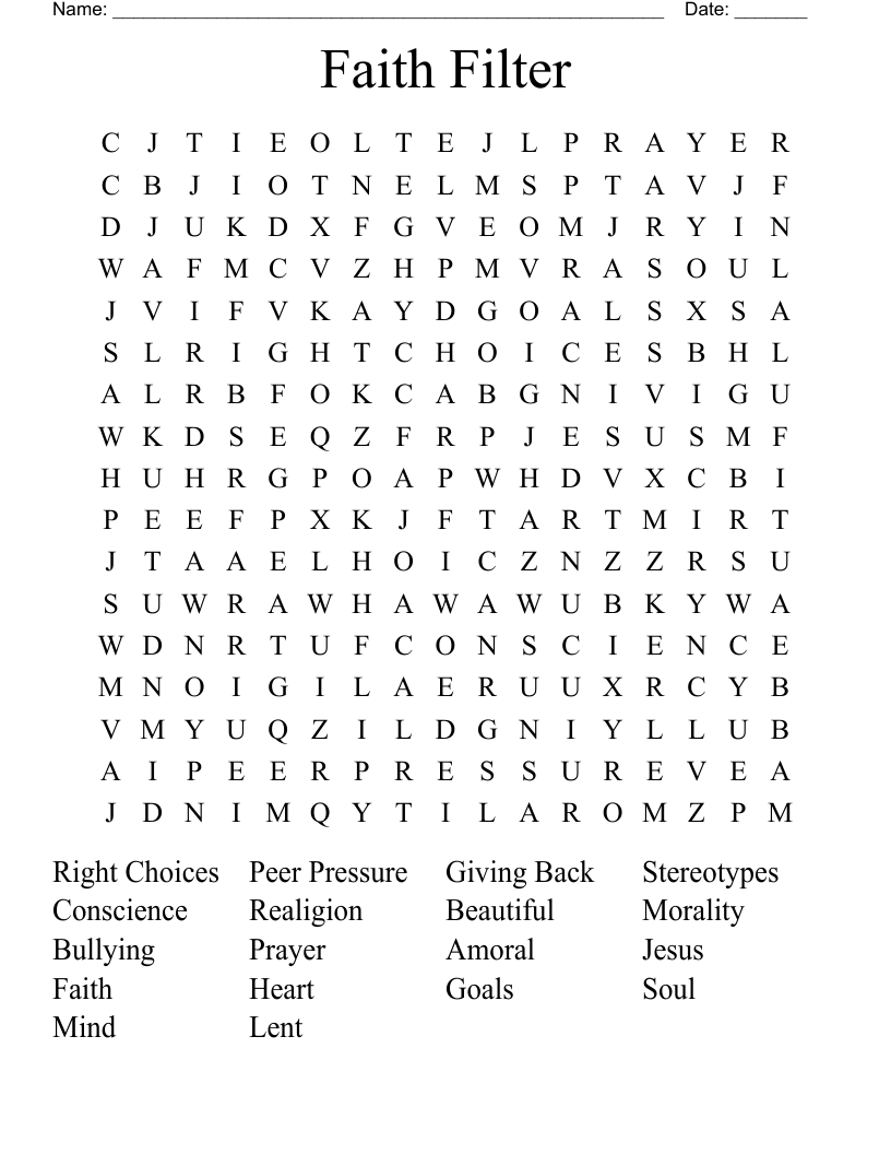 Faith Filter Word Search - WordMint