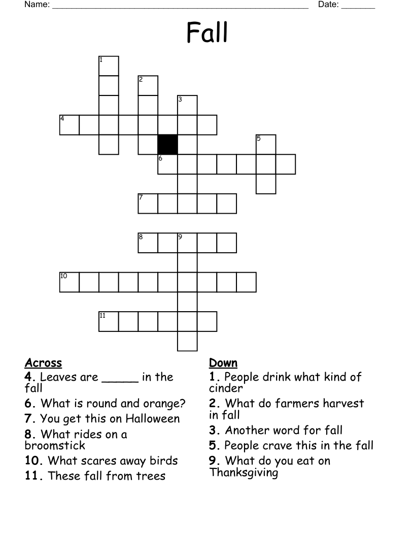 Fall Crossword WordMint