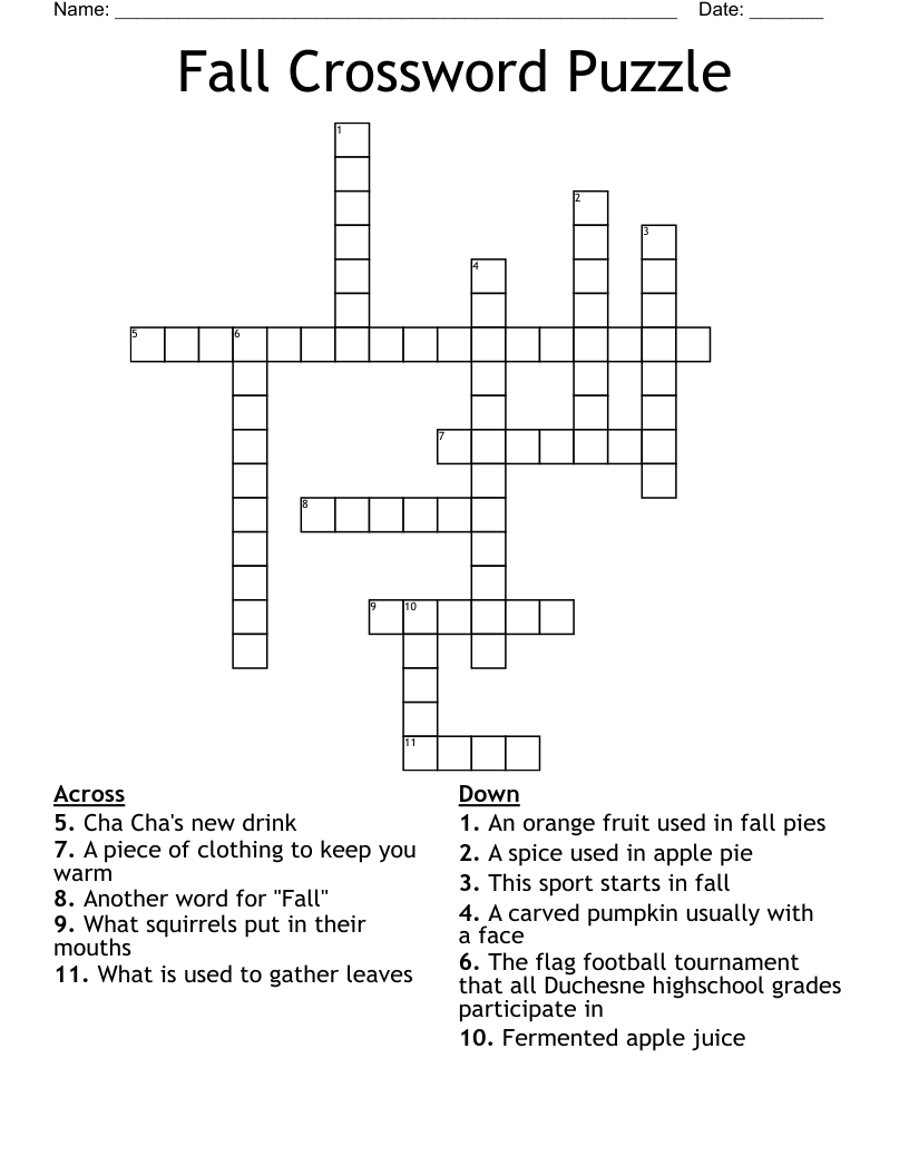 Fall Crossword Puzzle - WordMint
