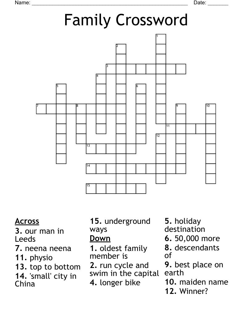 Family Crossword - WordMint