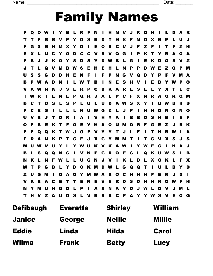ALLONIA AJ S FAMILY NAMES AND PLACES Word Search WordMint