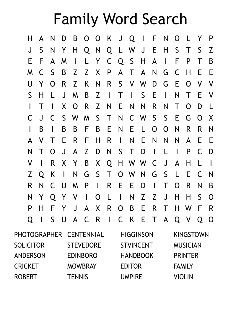 Family Word Search - WordMint