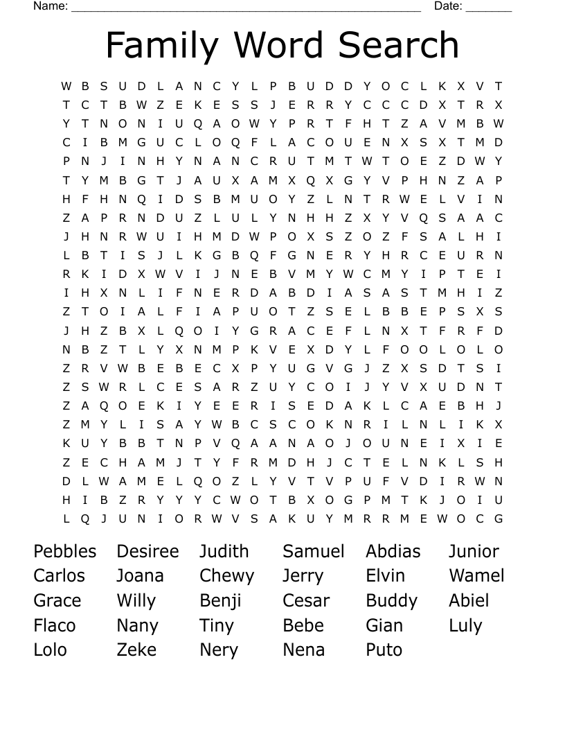 Family Word Search - WordMint