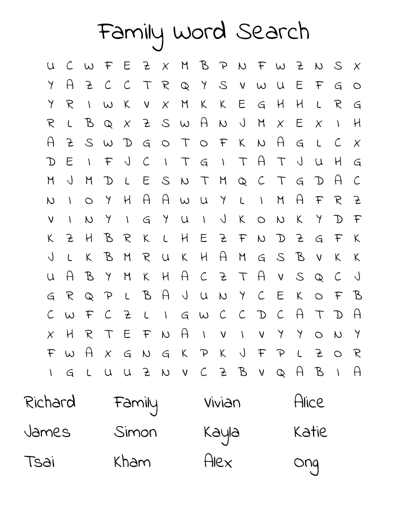 Family Word Search - WordMint