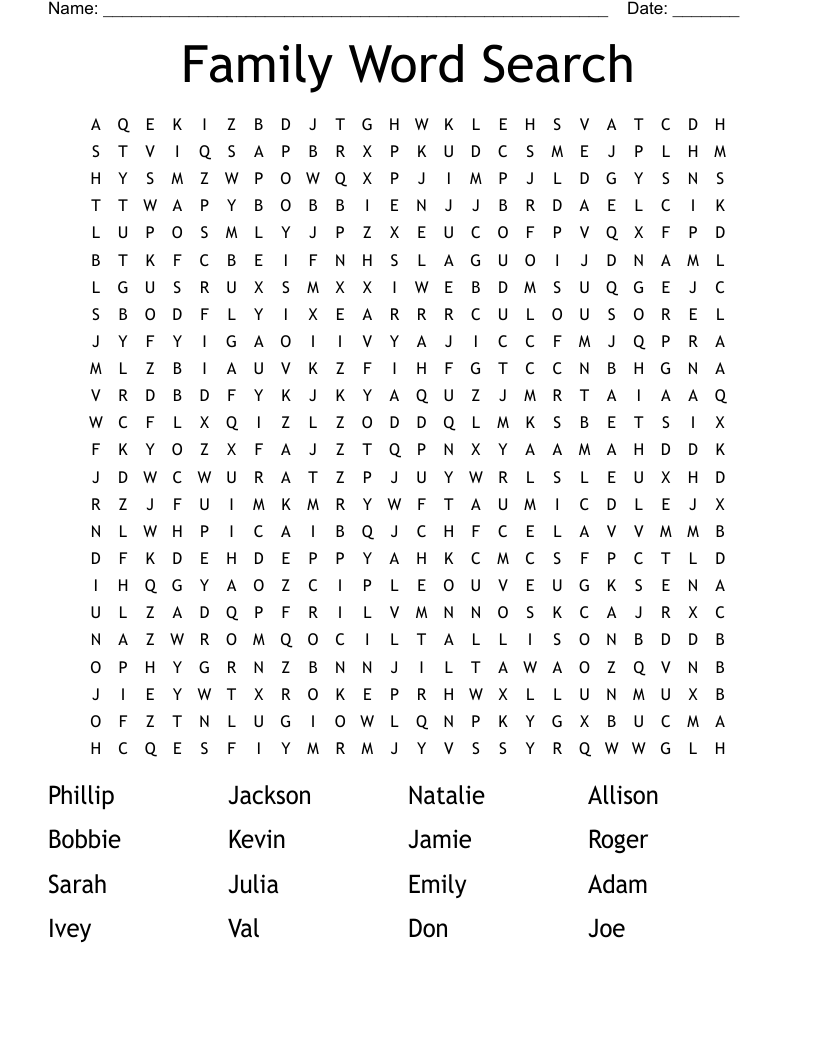 Family Word Search - WordMint