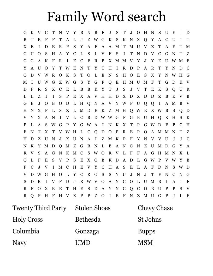 Family Word search - WordMint