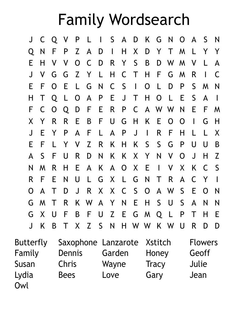 Family Wordsearch - WordMint