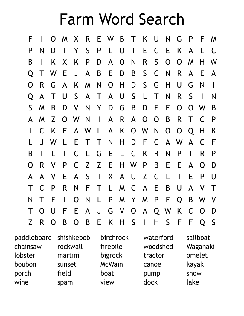 Farm Word Search - WordMint