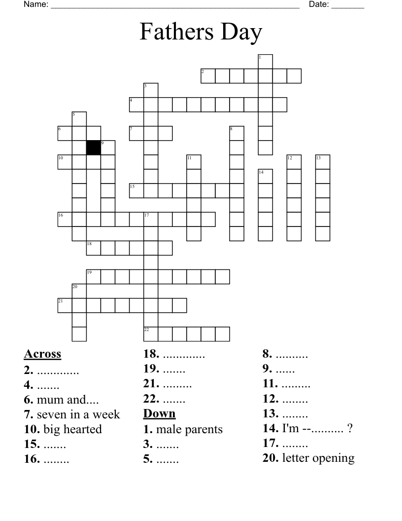 Fathers Day Crossword - WordMint