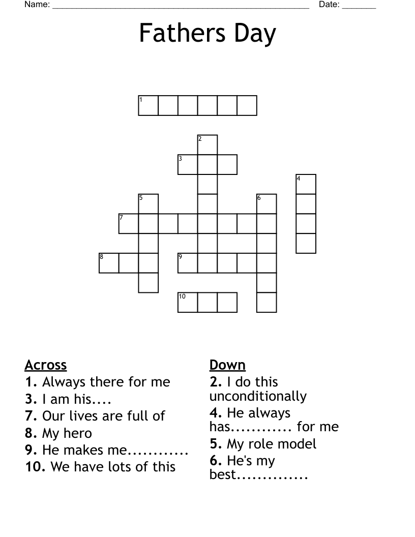 Fathers Day Crossword - WordMint