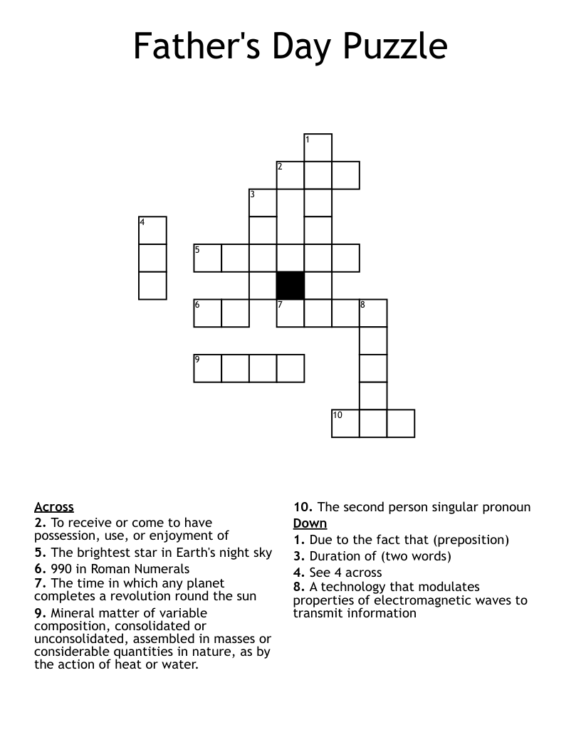 Father's Day Puzzle Crossword - WordMint