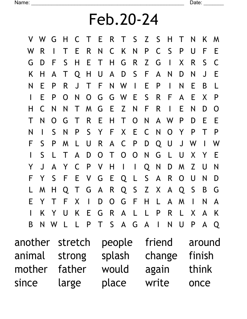 Feb.20-24 Word Search - WordMint