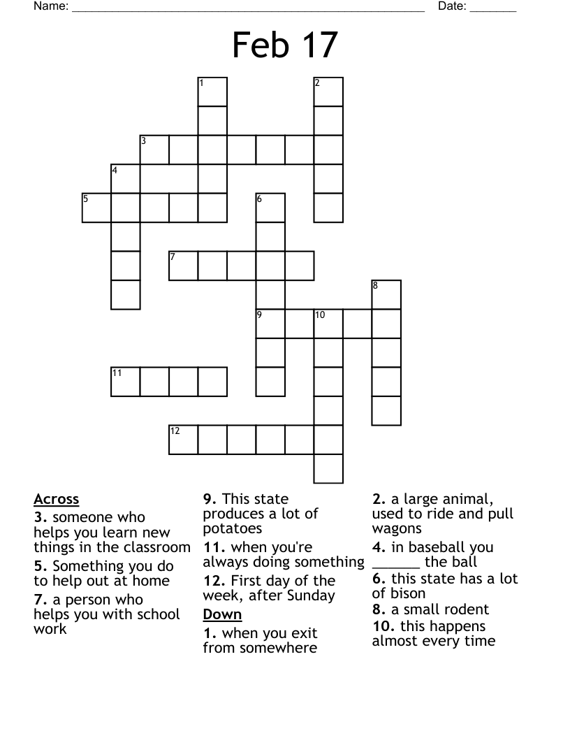 Feb 17 Crossword - WordMint