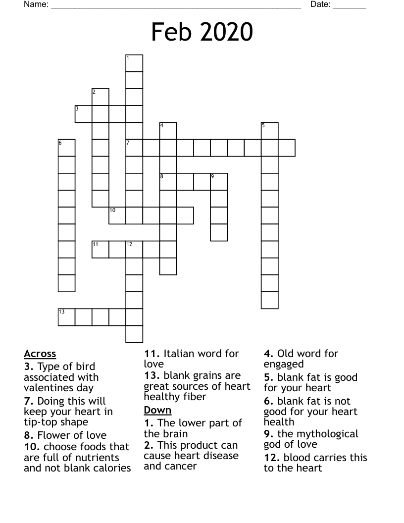 Feb 2020 Crossword - WordMint