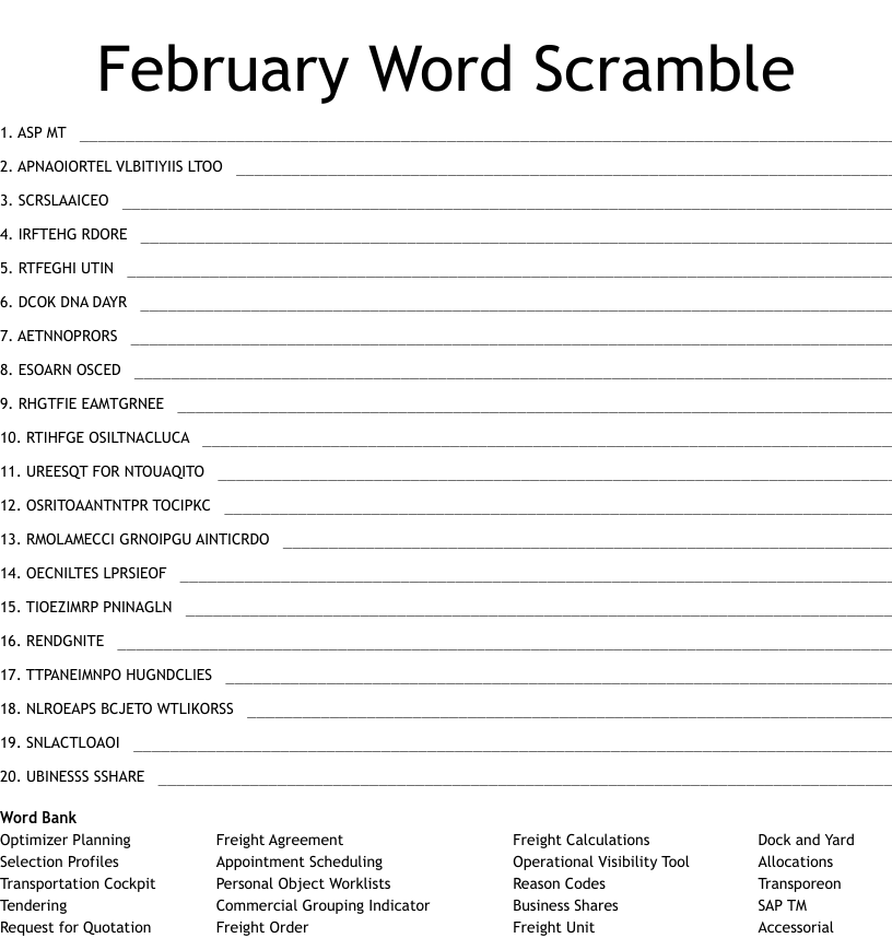February Puzzles - WordMint