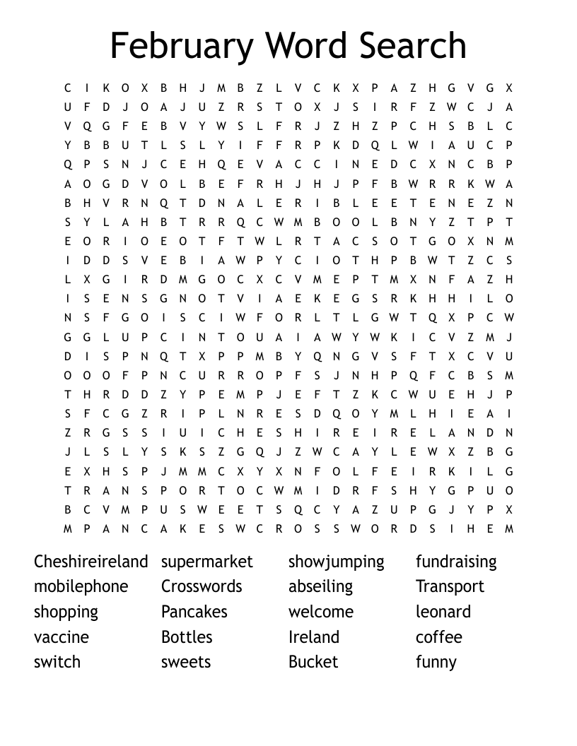 February Word Search - WordMint