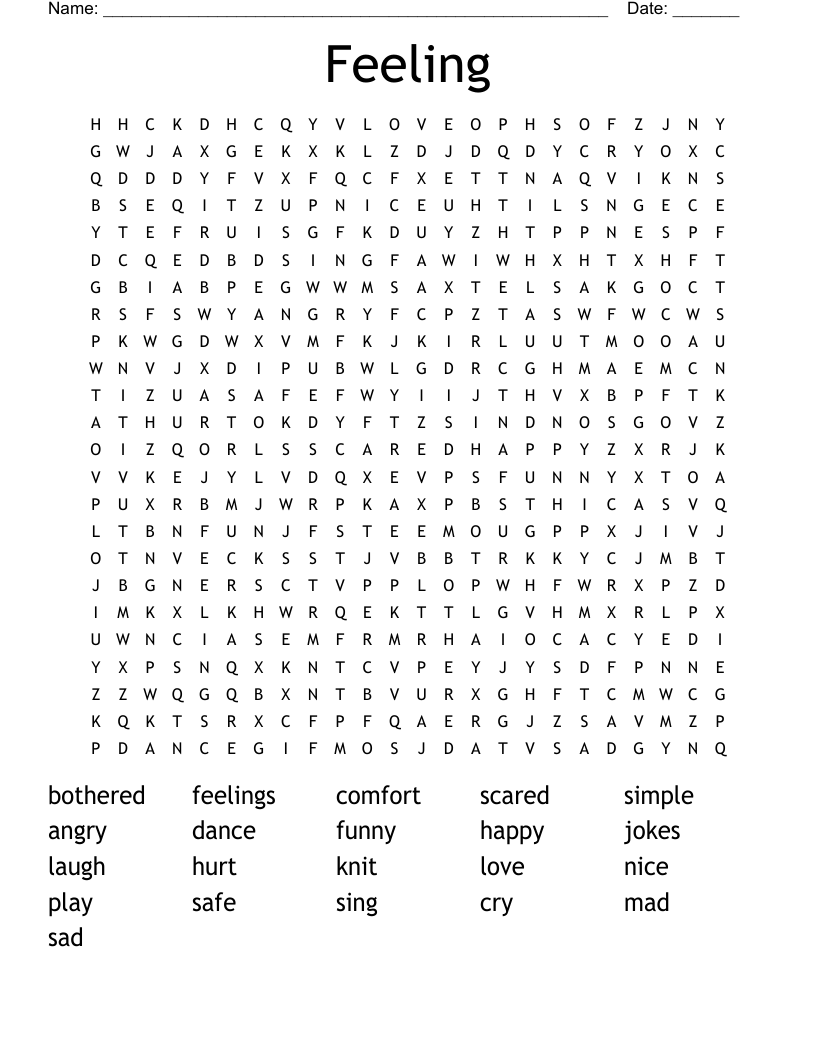 Feeling Word Search WordMint