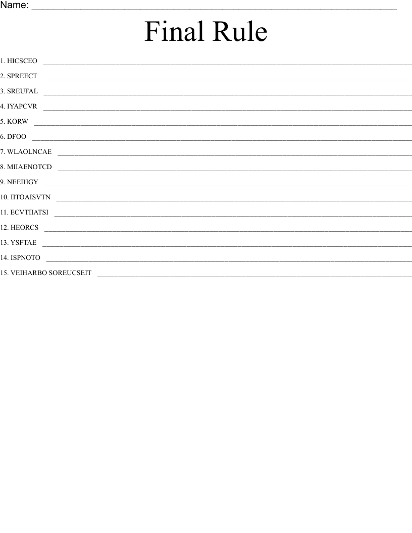 Final Rule Word Scramble - WordMint