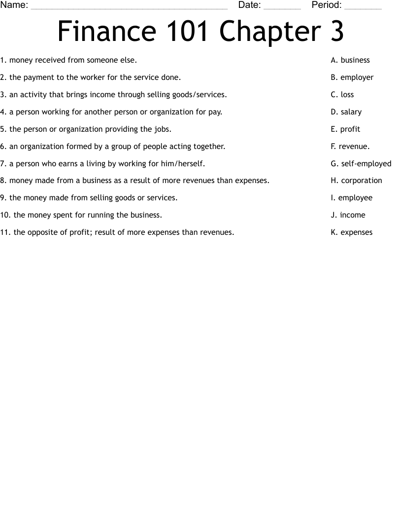 Finance 101 Chapter 3 Worksheet WordMint finance-101-chapter-3-worksheet-wordmint