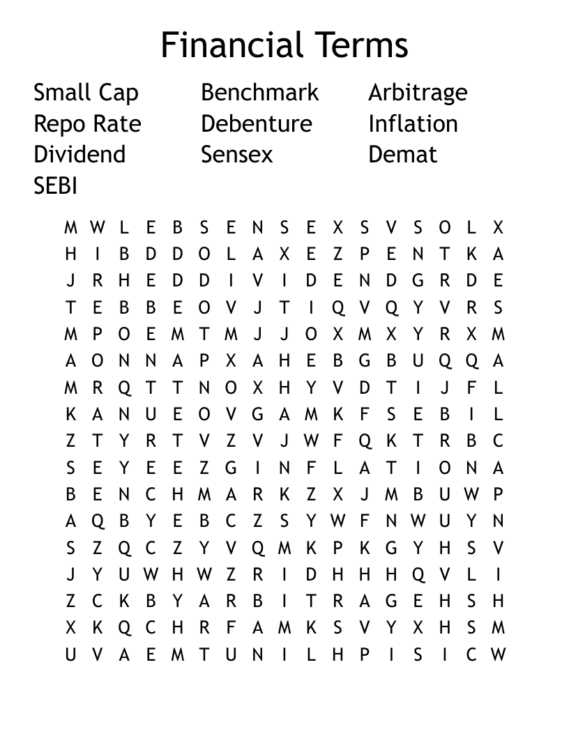 Financial Terms Word Search WordMint