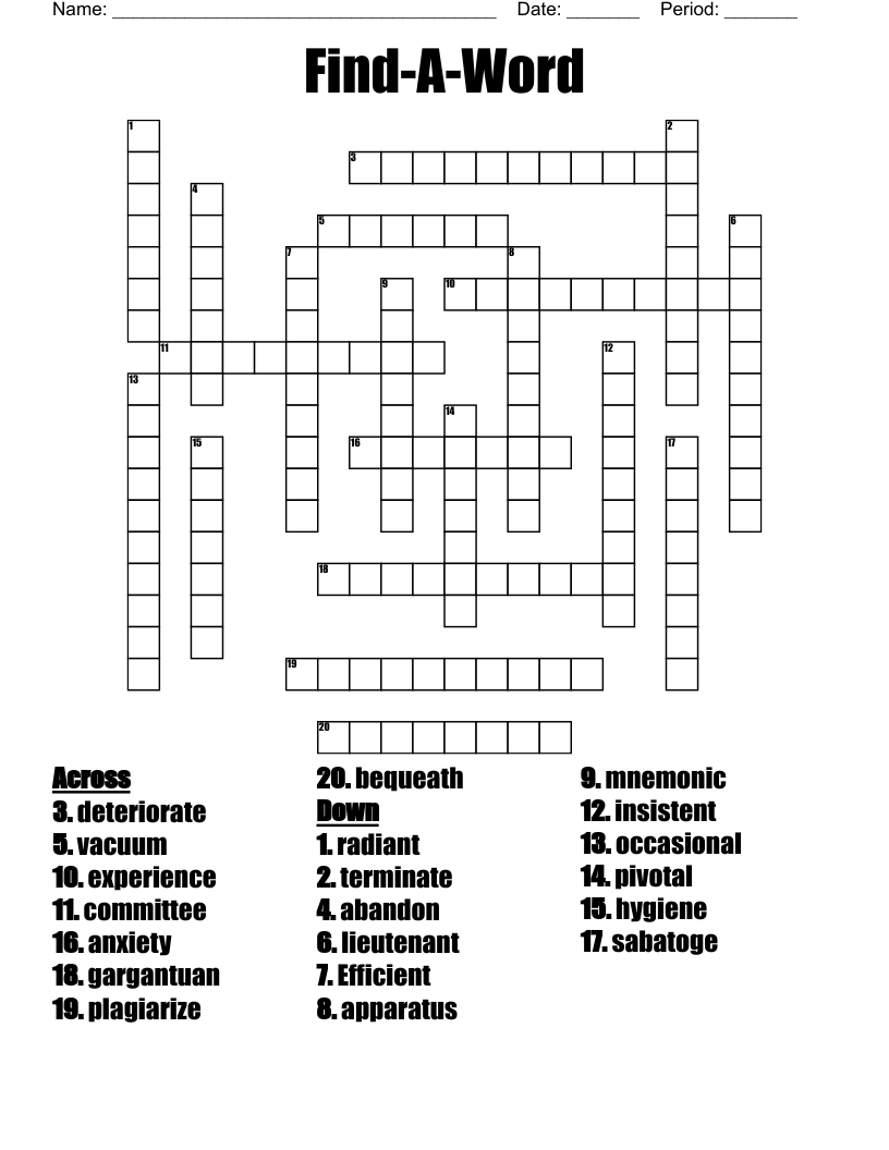 Find A Word Crossword WordMint