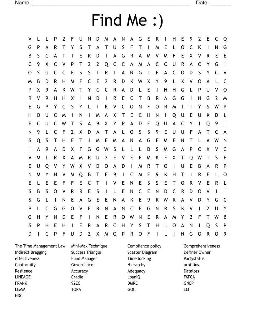 Find Me :) Word Search - WordMint
