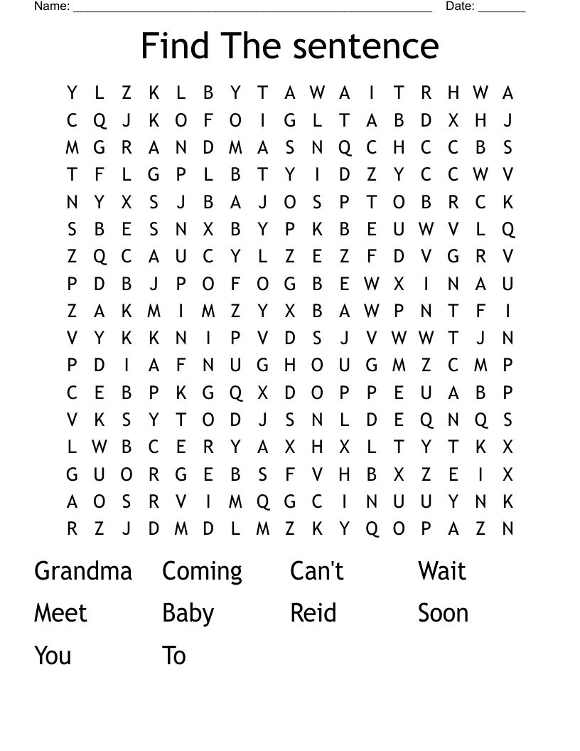 Find The sentence Word Search - WordMint