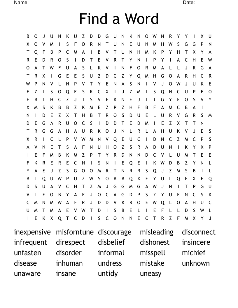 Find a Word Word Search - WordMint