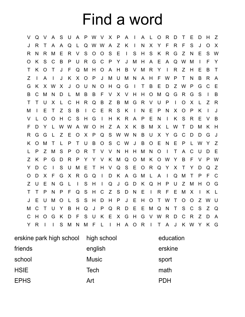 Find a word Word Search - WordMint