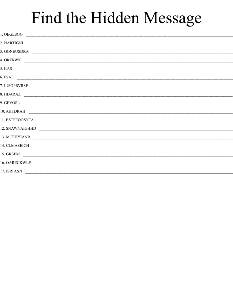 Find The Hidden Message Word Scramble WordMint