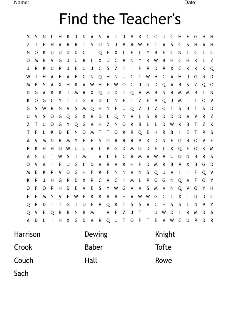 Find the Teacher's Word Search - WordMint