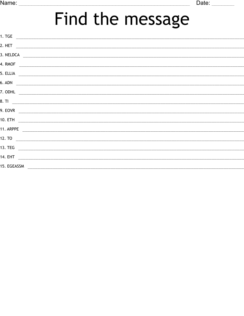 Find the message Word Scramble - WordMint